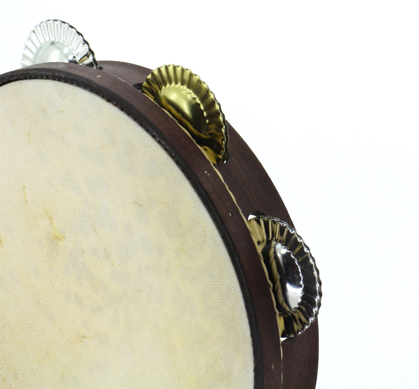 Pandeireta de rondalla marrón de 7 pares con ferreñas tradicionais mixtas